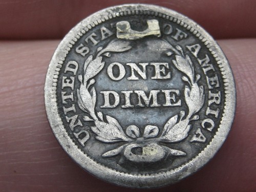 1838-1859 Seated Liberty Silver Dime- Ex- Love Token Pin/Bracelet Part ...