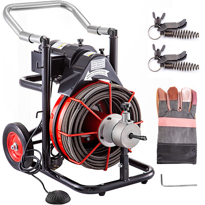 100FT x 1/2" Drain Cleaner Electric Sewer Snake Cleaning Machine w ...