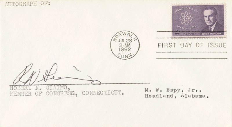 ROBERT N. GIAIMO - FIRST DAY COVER SIGNED | eBay