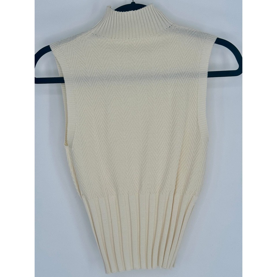 Cream Turtle Neck Sleeveless Knitted Sweater Size S/M | eBay