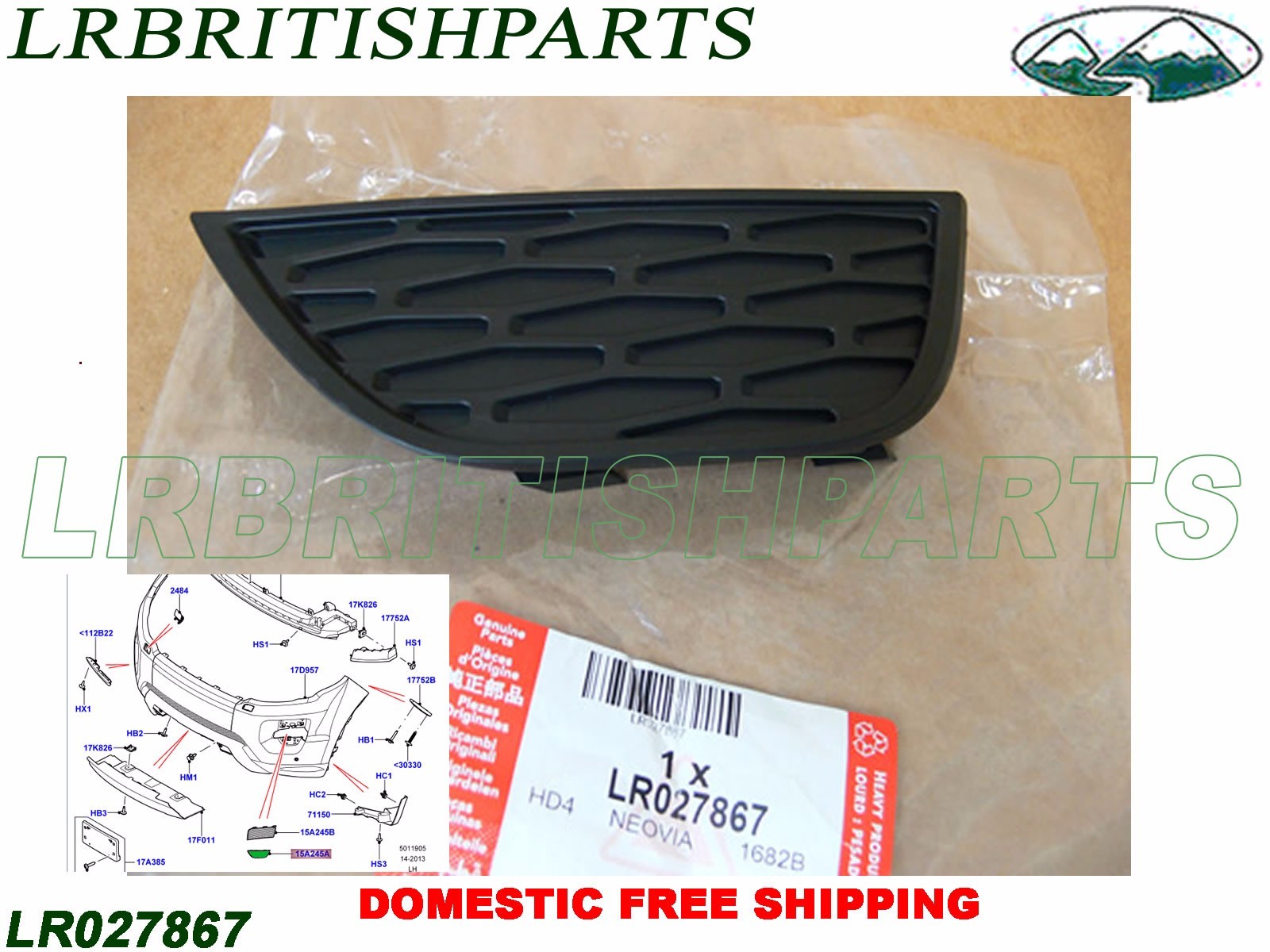 GENUINE LAND ROVER FOG LAMP LOWER BEZEL RANGE ROVER EVOQUE LH OEM NEW ...
