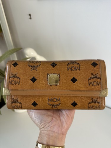 Authentic MCM Long Tri Fold Wallet in Visetos Original Cognac | eBay