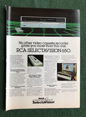 vintage 1980 magazine Ad RCA Selectavision 650 laser video disc player ...