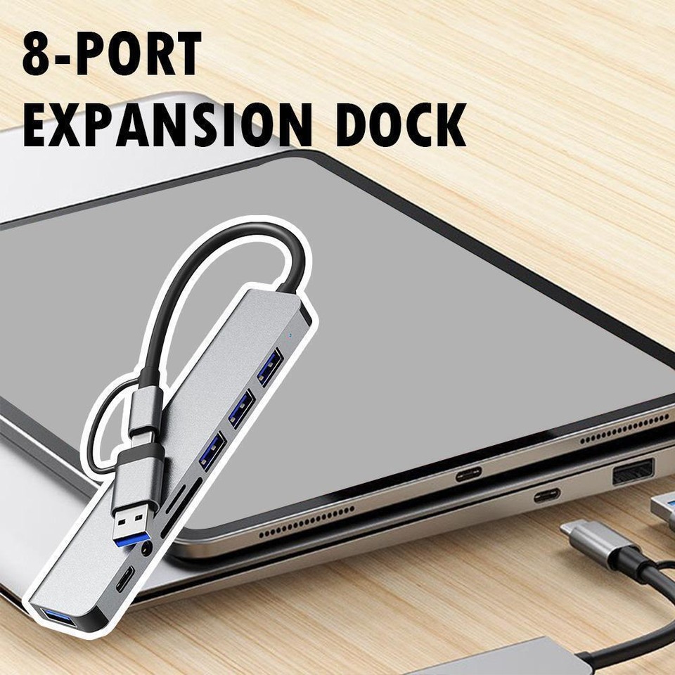 8 IN 1 USB HUB USB C Dockingstation Hochgeschwindigkeitsübertragung ...