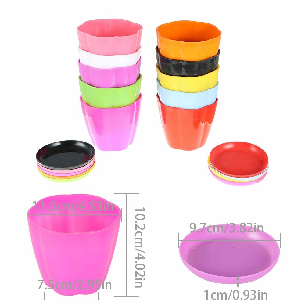 Plastic Colorful Flower Plant Container Pots with Pallet Indoor Seed ...