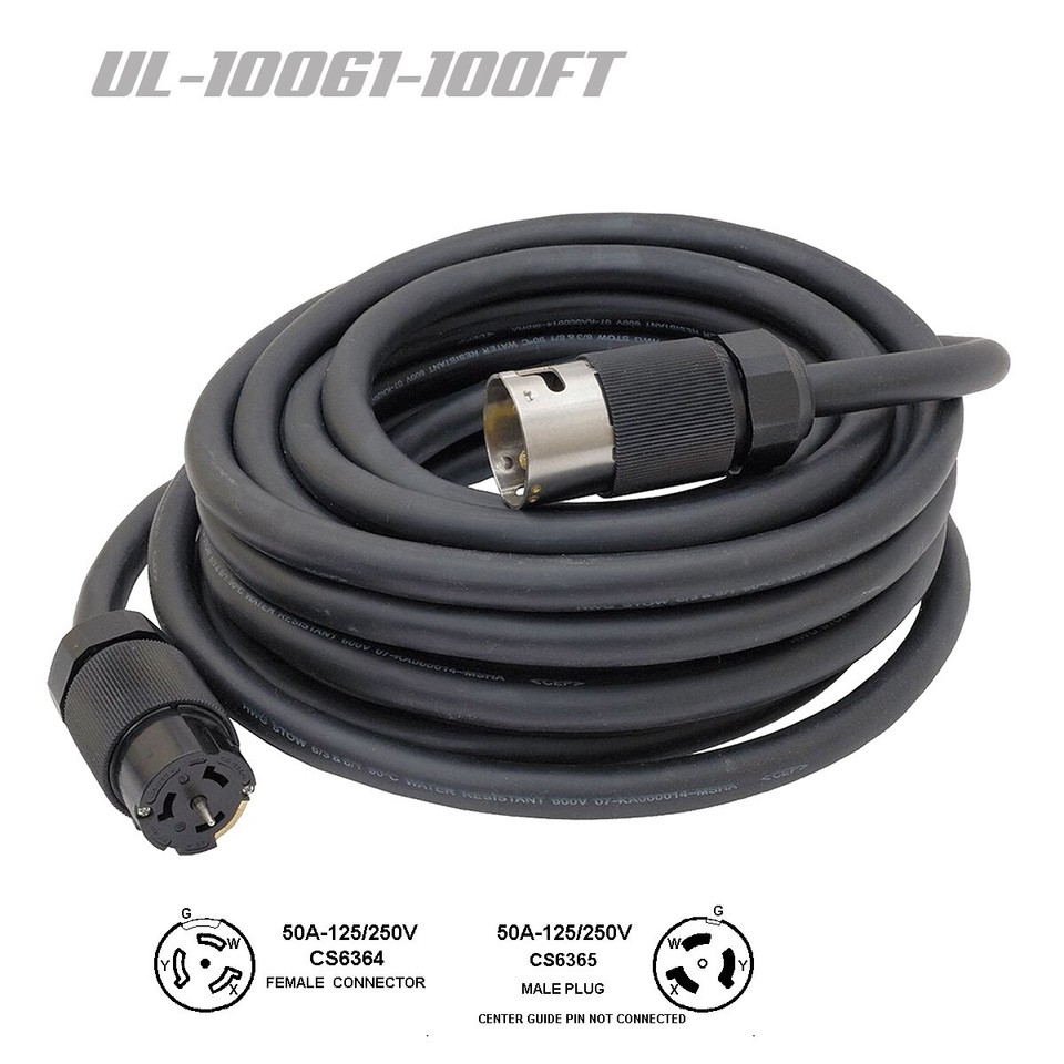 100 ft Temporary Power Distribution Cable for TPDL or TPDS Series 50A ...
