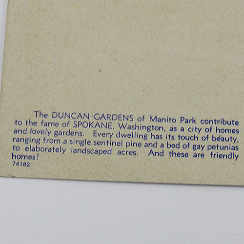 Postcard Duncan Gardens Manito Park Spokane Washington Linen Front ...