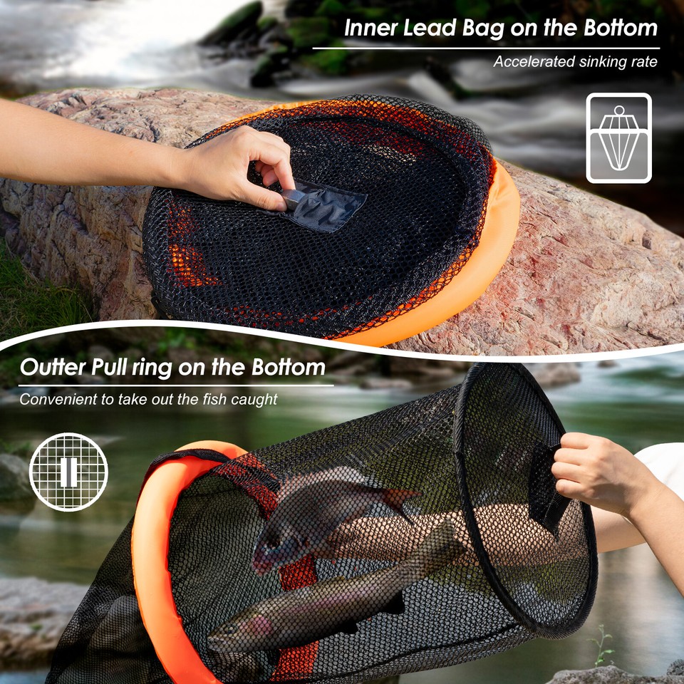 Foldable Floating Fish Basket Fishing Basket Live Caught Fish Kayak ...