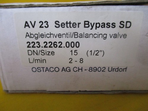 TacoNova AV 23 SETTER Bypass SD Abgleichventil Balancing Valve 223.2262 ...