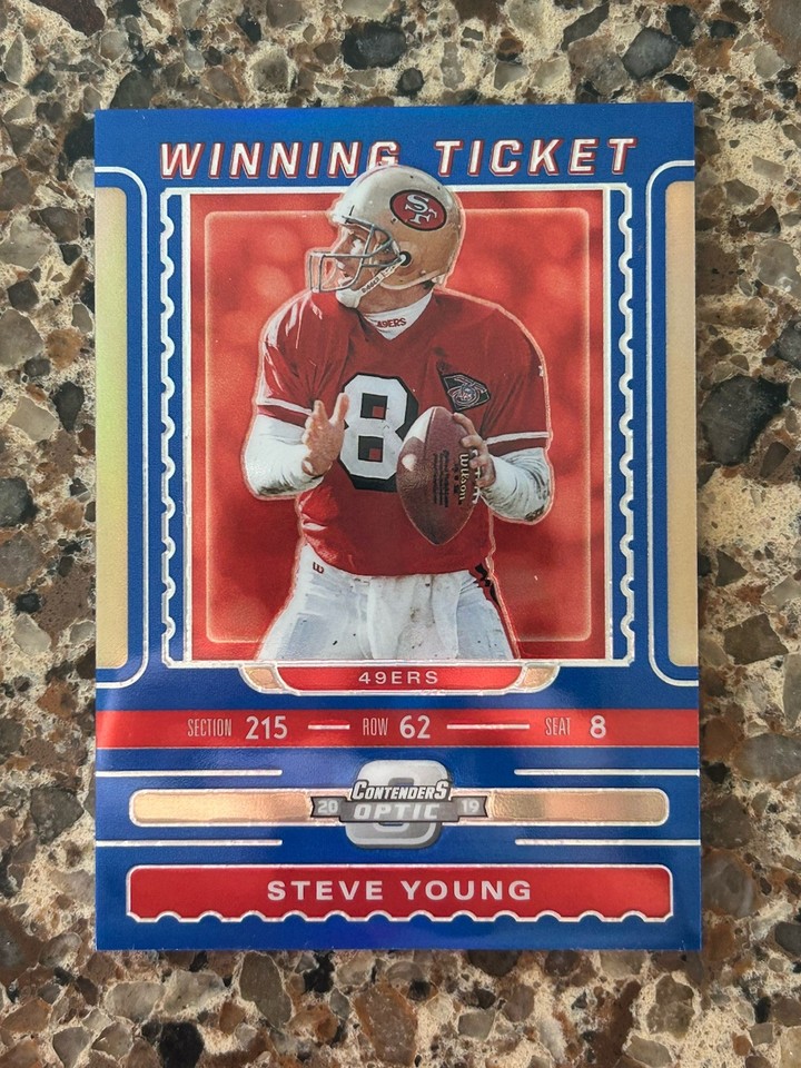 2019 Panini Contenders Optic #WT-SY Steve Young Winning Tickets Blue ...