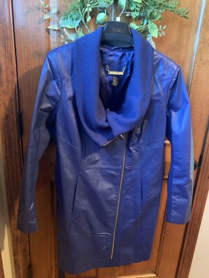 IMAN Platinum Collection Leather Knit Jacket Coat Womens Large Purple ...