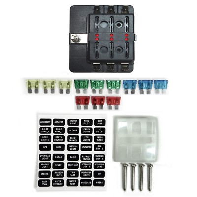 6 Way 12V Blade Fuse Box Distribution Block with LED Indicators Hot Rod ...