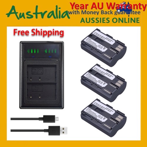 3x BP511A BP51 Battery + Dual Charger for Canon EOS 300D 5D 20D 30D 50D ...