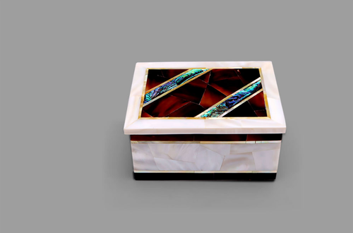 8"x6" Marquetry mother of pearl paua shell inlay Marble Jewelry Trinket ...
