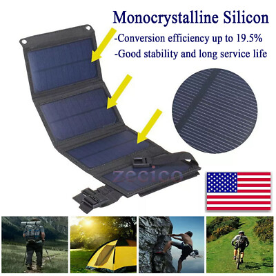 USB 80W Solar Panel Foldable Power Bank Outdoor Camping Hiking Phone ...
