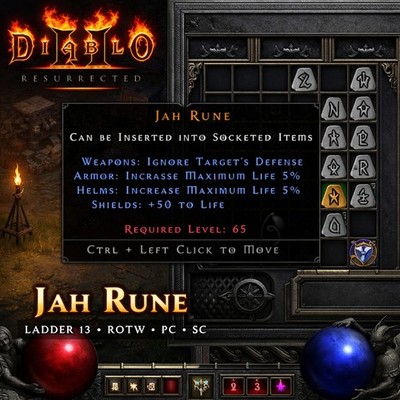 Diablo 2 JAH RUNE-PC-ROTW-Ladder13-SC | eBay UK