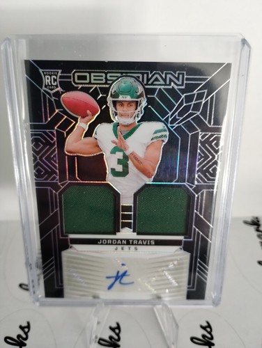 2024 Panini Obsidian JORDAN TRAVIS RC DUAL PATCH AUTO # 158/299 Jets ...