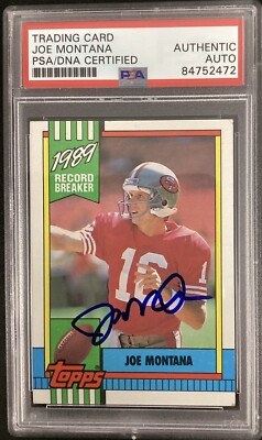 Joe Montana Signed 1990 Topps #1 Football Card 49ers HOF QB Autograph ...