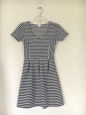 J.Crew Size 00 Cream Black Stripe Dress Women Formal RN 77388 | eBay
