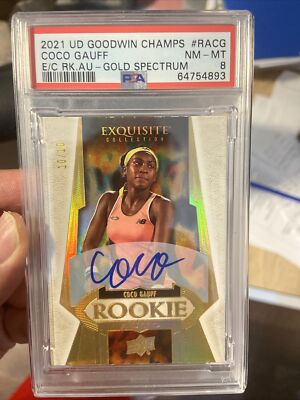 2021 Coco Gauff UD Exquisite RPA Rookie Patch Auto Rookie RC GOLD #/10 ...