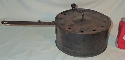 ANTIQUE TIN METAL E.Z. CORN POPPER FOR WOOD COAL STOVE TOP OR CAMPING ...