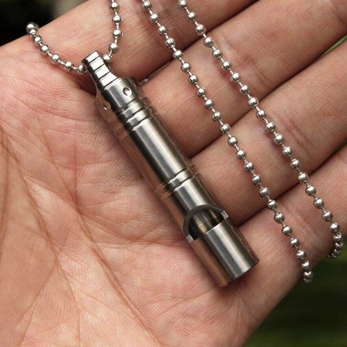 Titanium Whistle Survival Emergency Necklace SOS High Frequency Outdoor ...