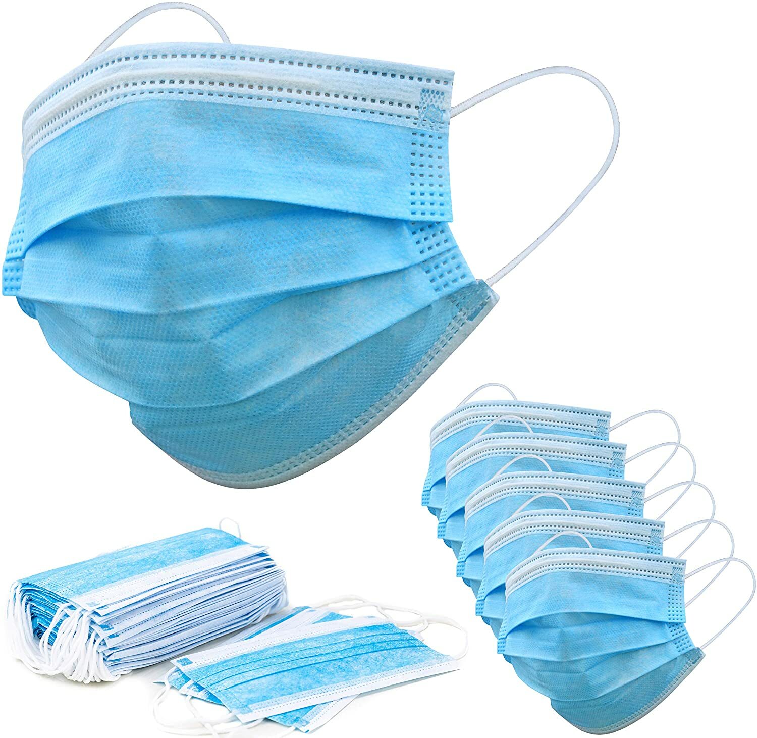 100 PCS 3- Ply Disposable Face Mask Protective Ear Loop Non Medical ...