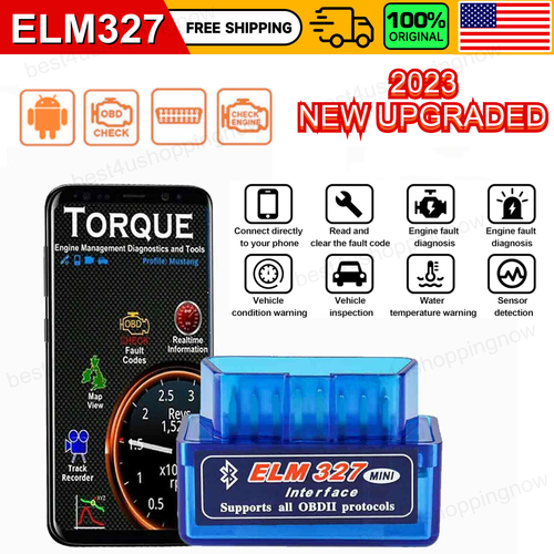 ELM327 OBD2 Code Reader Bluetooth Auto Interface Adapter Diagnostic For ...