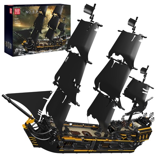 Mould King 13199 Black Pearl Ship Pirates Boat Building Block Toy ...