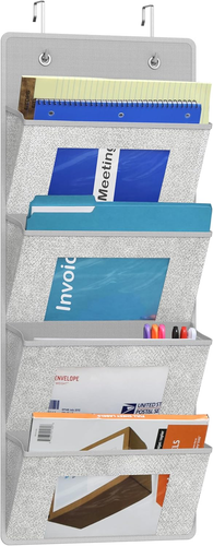 over Door 4 Clear Window Pocket File Organizer, Grey 744110906820| eBay