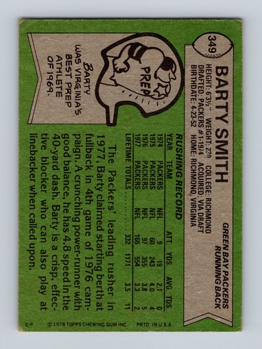 1978 Topps #349 Barty Smith FAST SHIPPING! | eBay