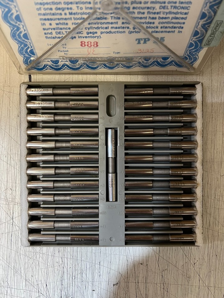 25 SET OF DELTRONIC PIN PLUG GAGES -- .3125" -- .0001" Steps .3113 ...