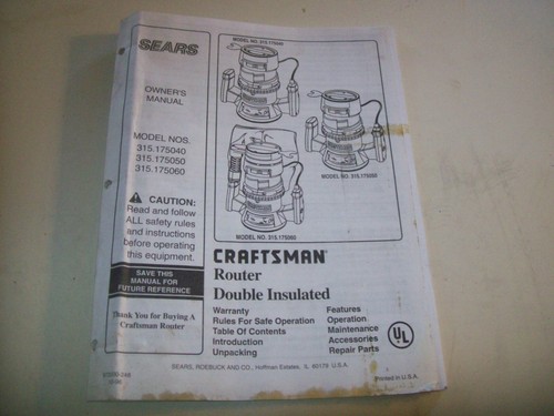 Owners Instruction Manual 28 pages English & Spanish Sears Craftsman ...
