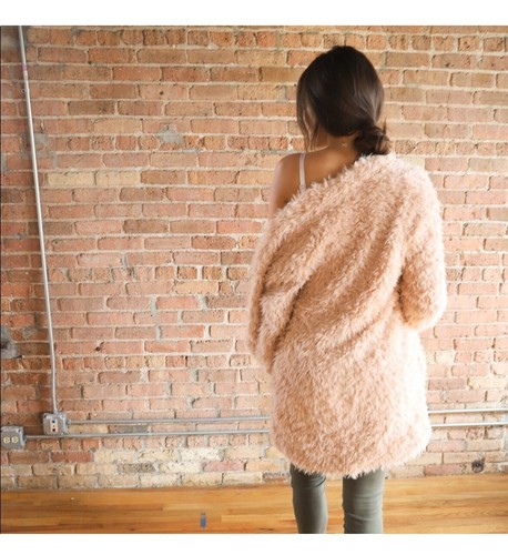 Mob Wife Aesthetic Blush Pink Teddy Faux Fur Open Jacket | eBay