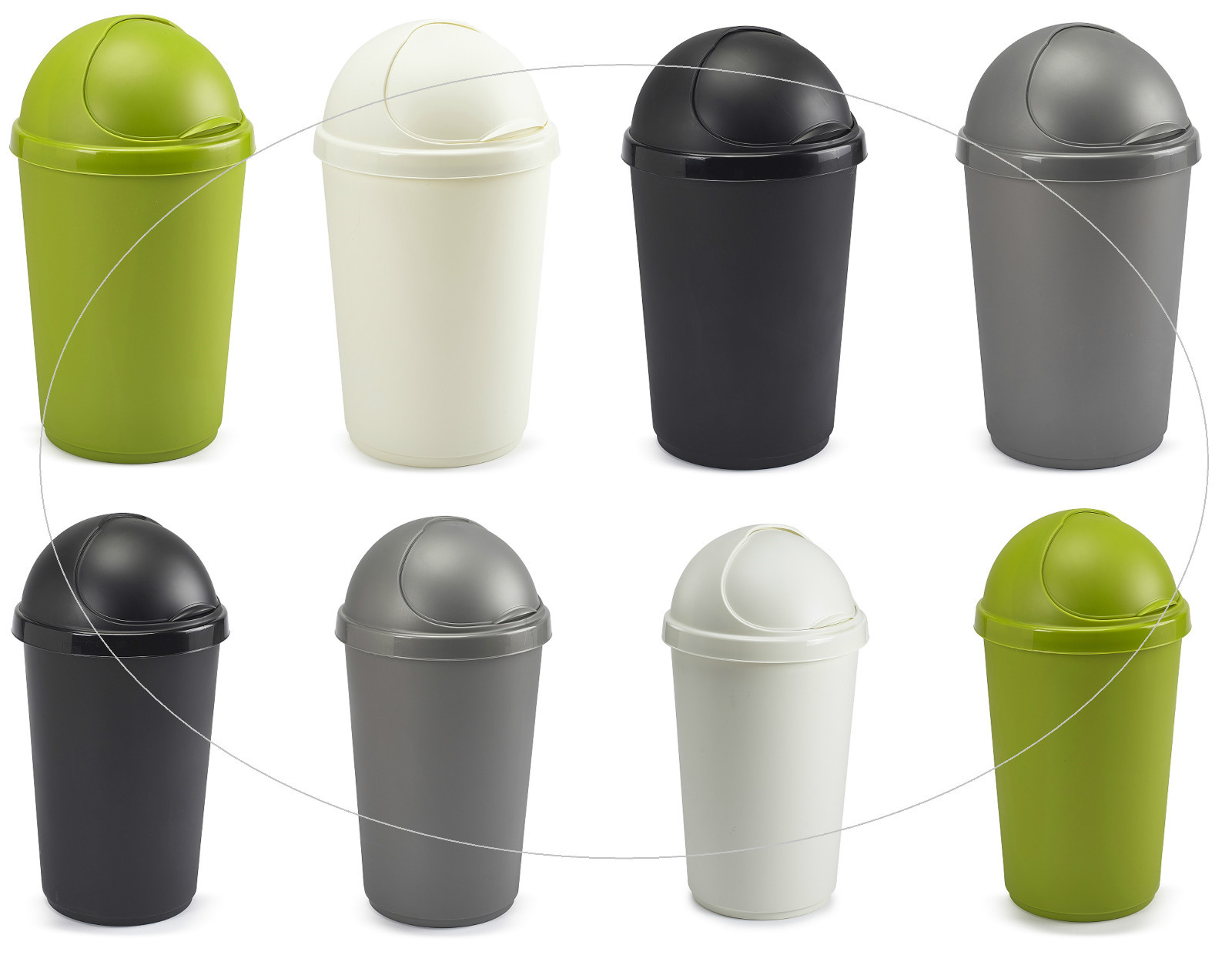 New 50/30L Litre Plastic Bullet Bin Rubbish Waste Bins Kitchen Dustbin ...