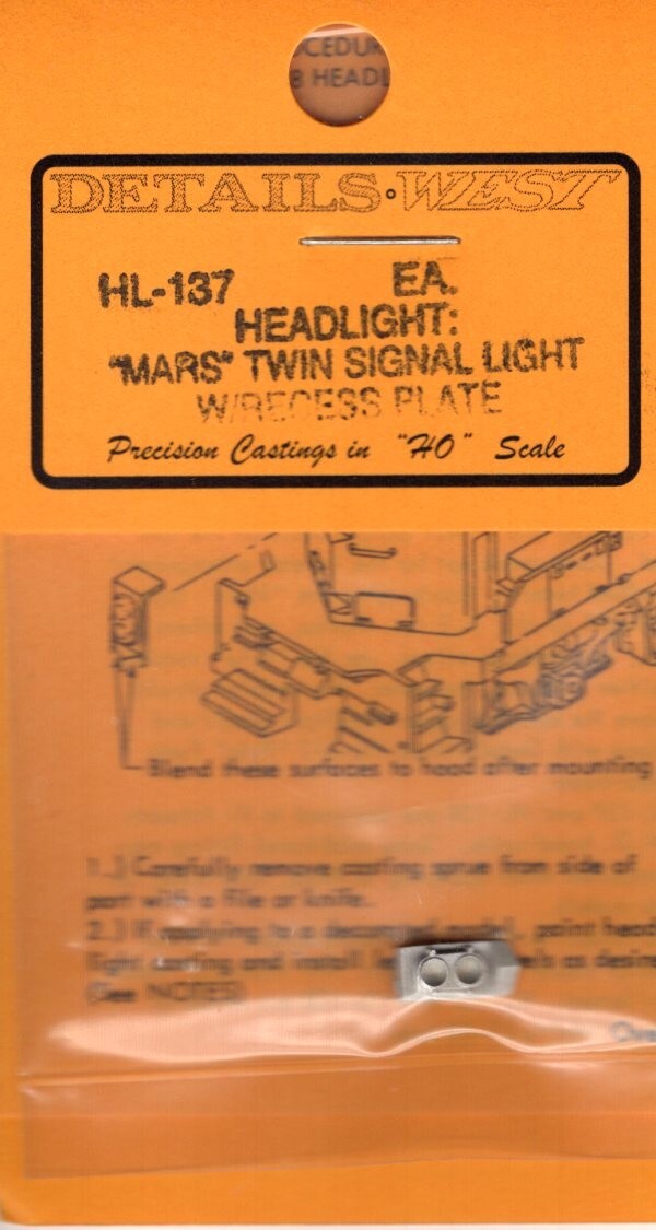 HO Scale Details West HL-137 Headlight: "Mars" Twin Signal Light w ...