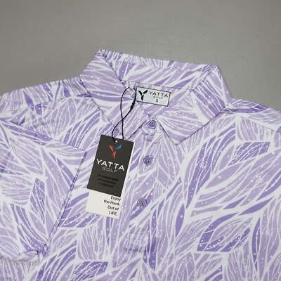 YATTA Men's Golf Polo Shirt Banana Cabana Purple Floral Stretch Wicking ...