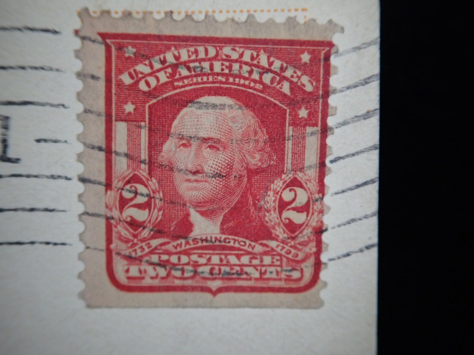 US George Washington 2c Red Shield 1905 13 Star Flag Imperf Stamp on ...
