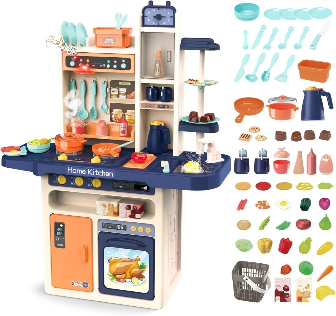 deAO Kitchen Playset Toy with Realistic Lights & Sounds