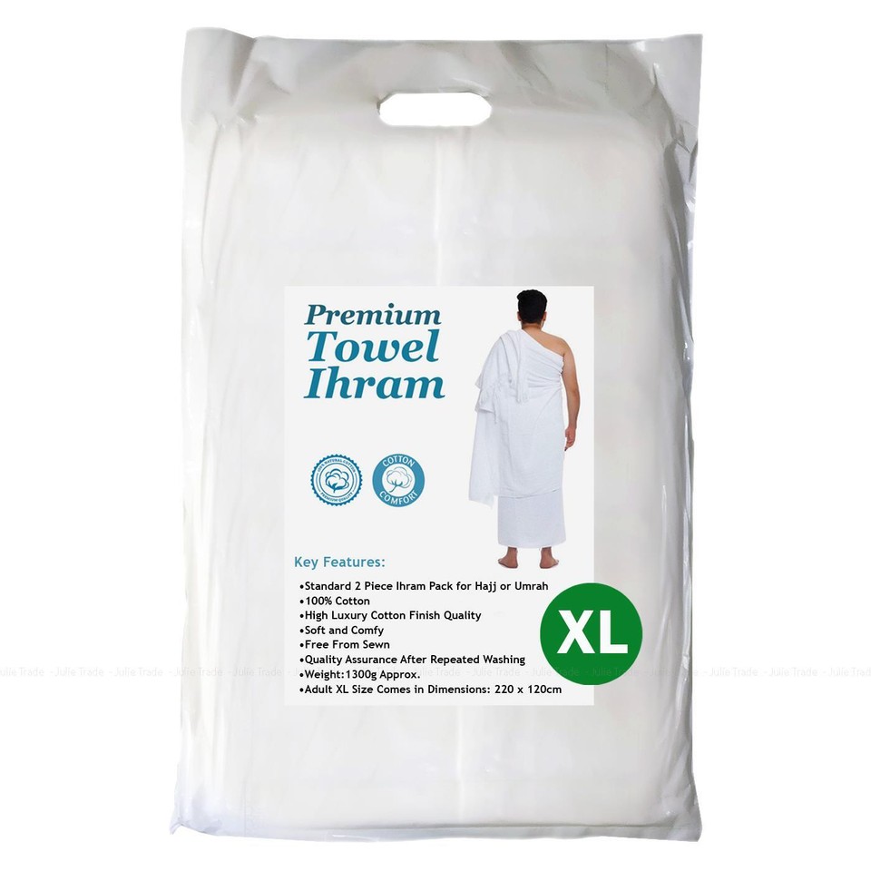 Towel Ihram 2 Piece Cloth Adult XL Men Size Cotton Hajj Umrah Ehram ...
