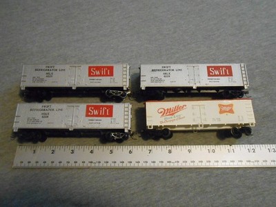 Train - HO Scale - Vintage - (4) REEFER CARS - SWIFT / MILLER BEER ...