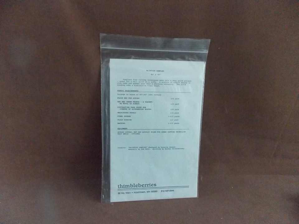 McIntosh Sampler Quilt Pattern Thimbleberries NIP | eBay