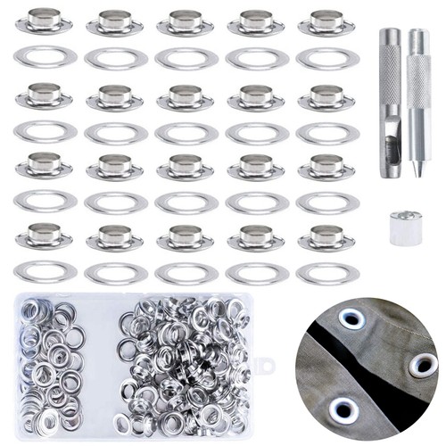100sets 10mm With Punch Grommet Tool Kit Metal Eyelet Washers Awnings ...