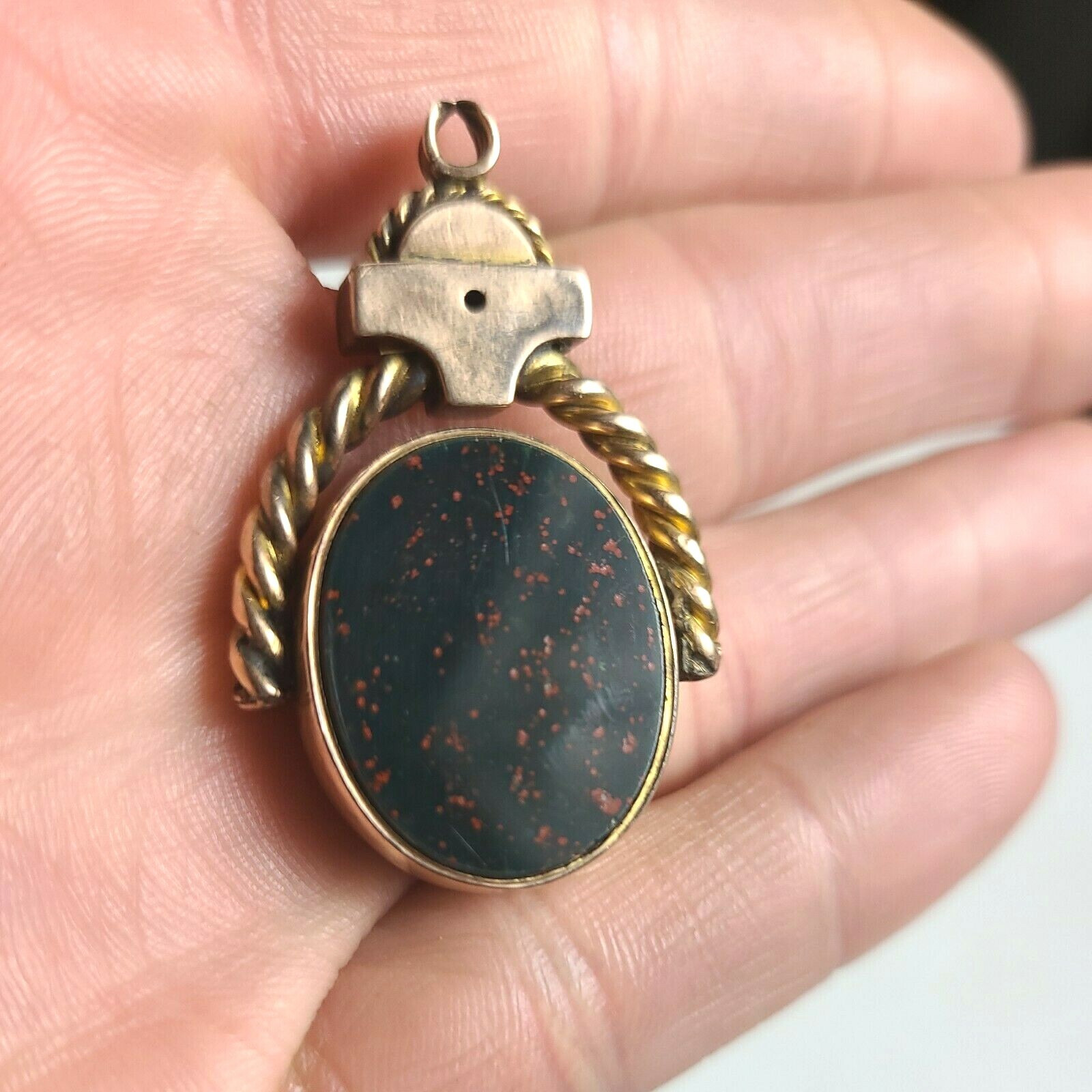 Antique Victorian 10K Gold Flip Stone Watch Fob Penda… - Gem