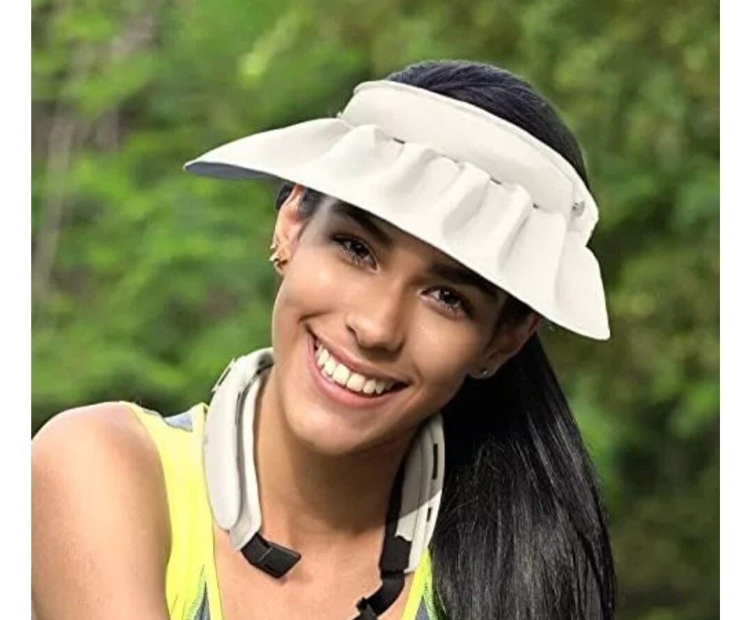 TechFronton Portable Neck Fan with Visor Hat, Detachable Hanging Neck ...