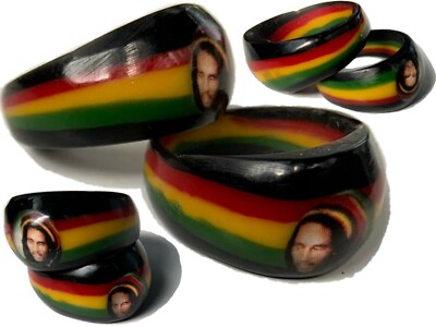 Reggae Jewelry Acrylic Rasta Ring Lion Judah Jewelry Cloth Jamaican Bob ...