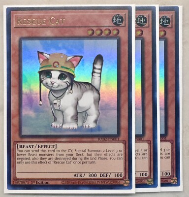 Yugioh! 3x Rescue Cat RA02-EN001 Ultra Rare 1st Ed NM | eBay
