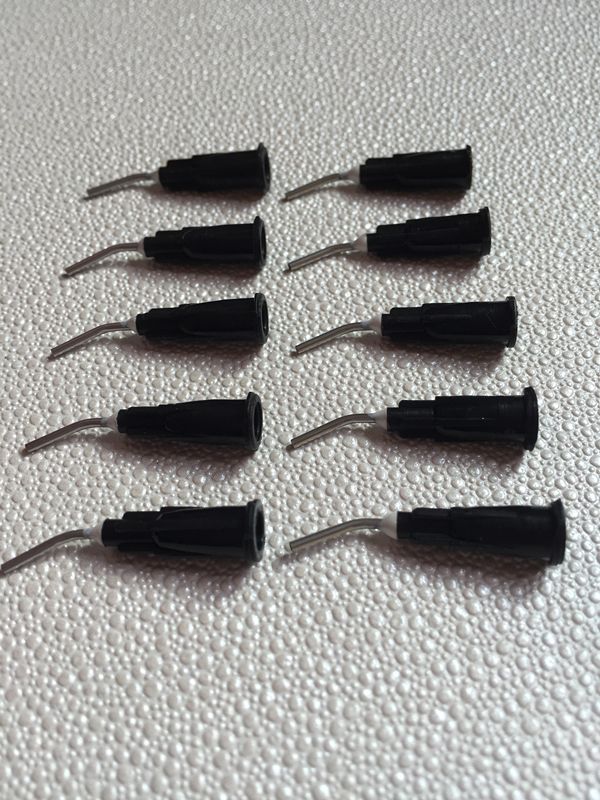 PRE BENT FLOW NEEDLE TIPS Black 18 GAUGE 100PCS FOR ETCH DENTAL GD ...