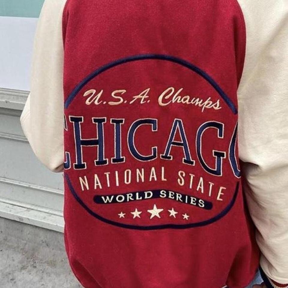 Urban Outfitters red varsity jacket, size 10, VGC | eBay