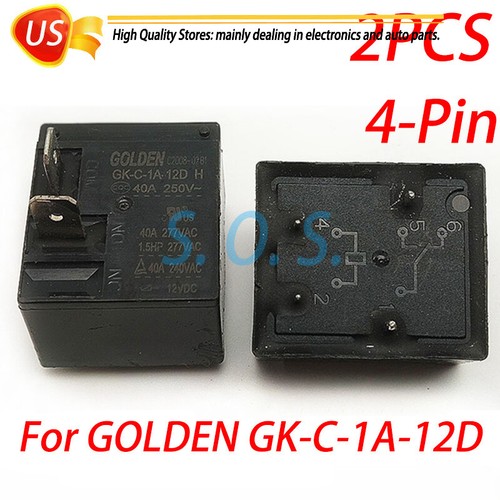 2 PCS Power Relay For GOLDEN GK-C-1A-12D 12VDC 4Pins 40A 277VAC Free ...